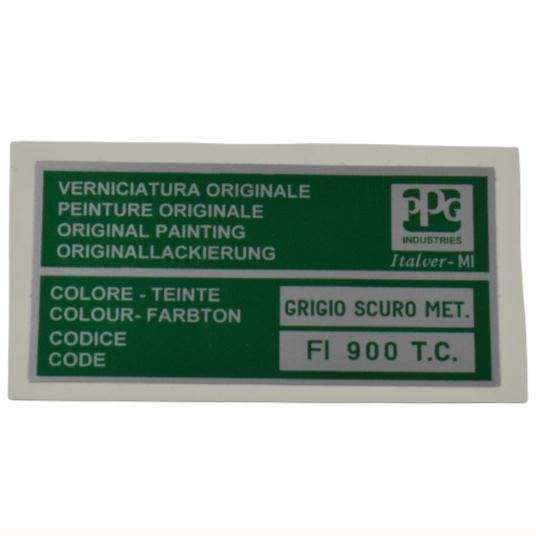 Código de color del adhesivo "Grigio Scuro Metallic" (FI 900 T.C.) Fiat ...
