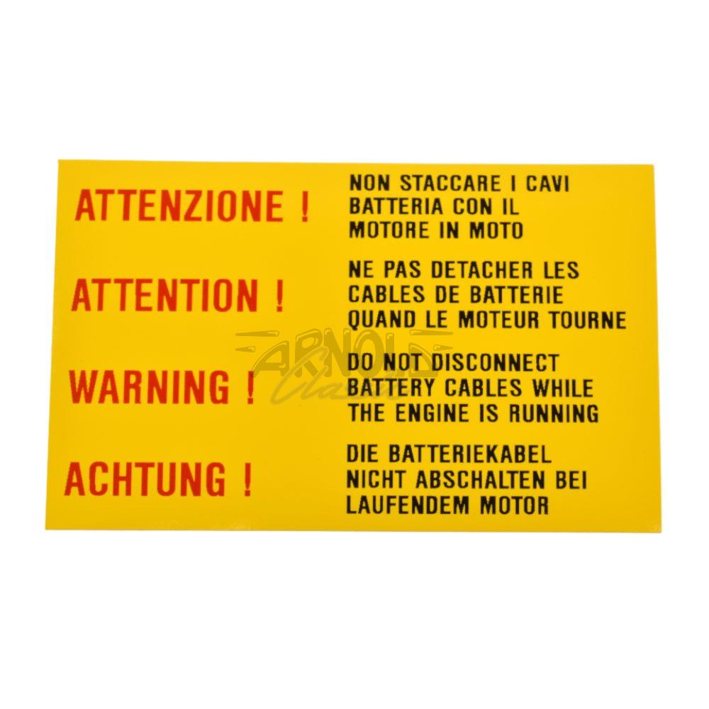 Sticker 'Warning! Do not disconnect battery' buy spare parts